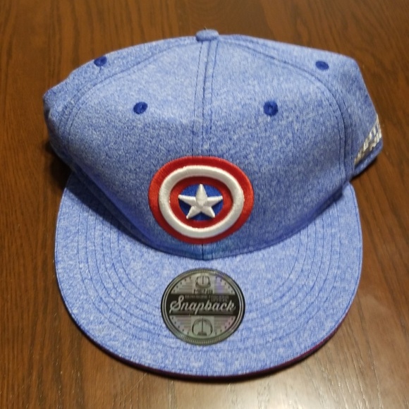 Marvel | Accessories | Captain America Snapback Hat Embriodered Shield ...